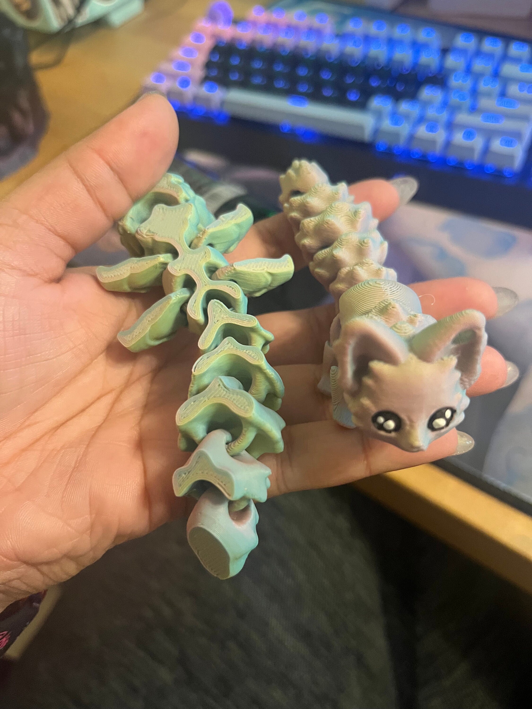 3D Printed Mini Fox Flexi Articulated Keychain Gift for Boyfriend ...