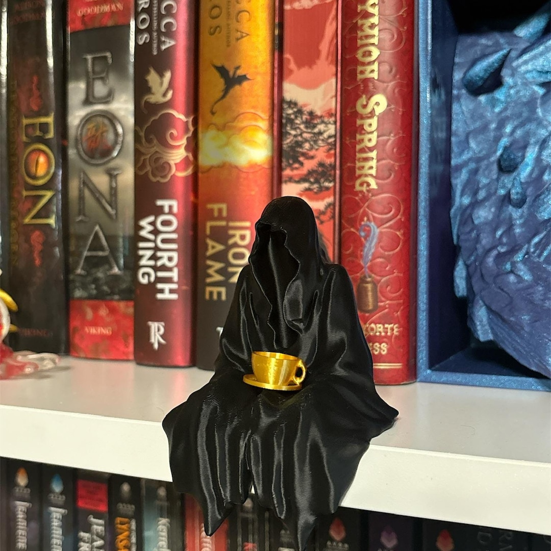 3D Printed Hooded Figure Suriel With Tea Cup Book Nook Bookshelf Decor ...