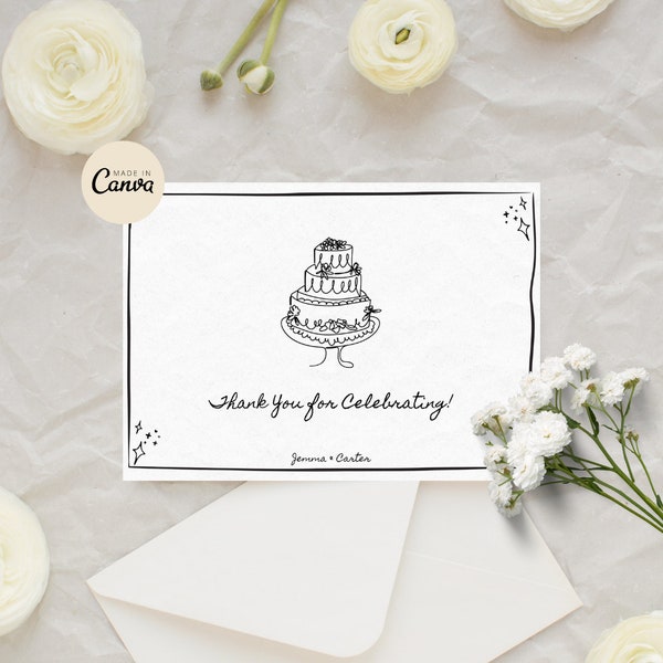 Hand Drawn Thank You Card - Etsy UK