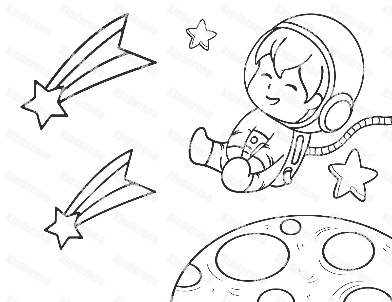 Cute Astronaut Kids in Space Coloring Book With 20 Pages - Etsy