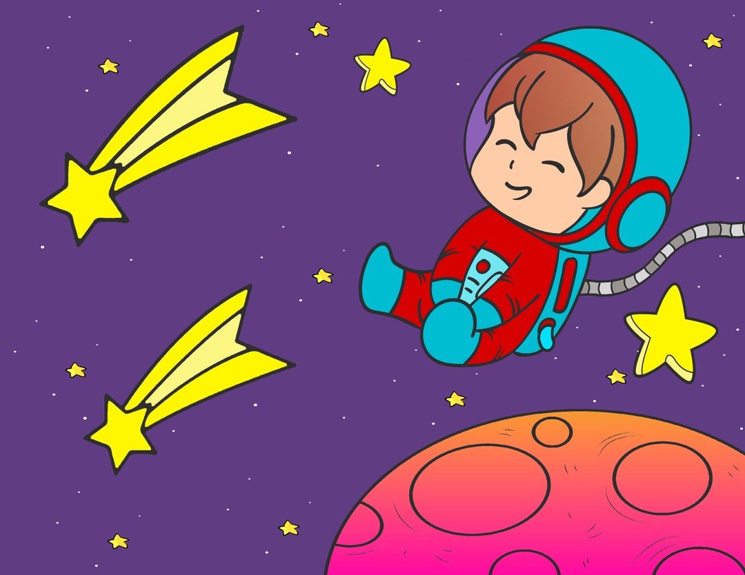 Cute Astronaut Kids in Space Coloring Book With 20 Pages - Etsy
