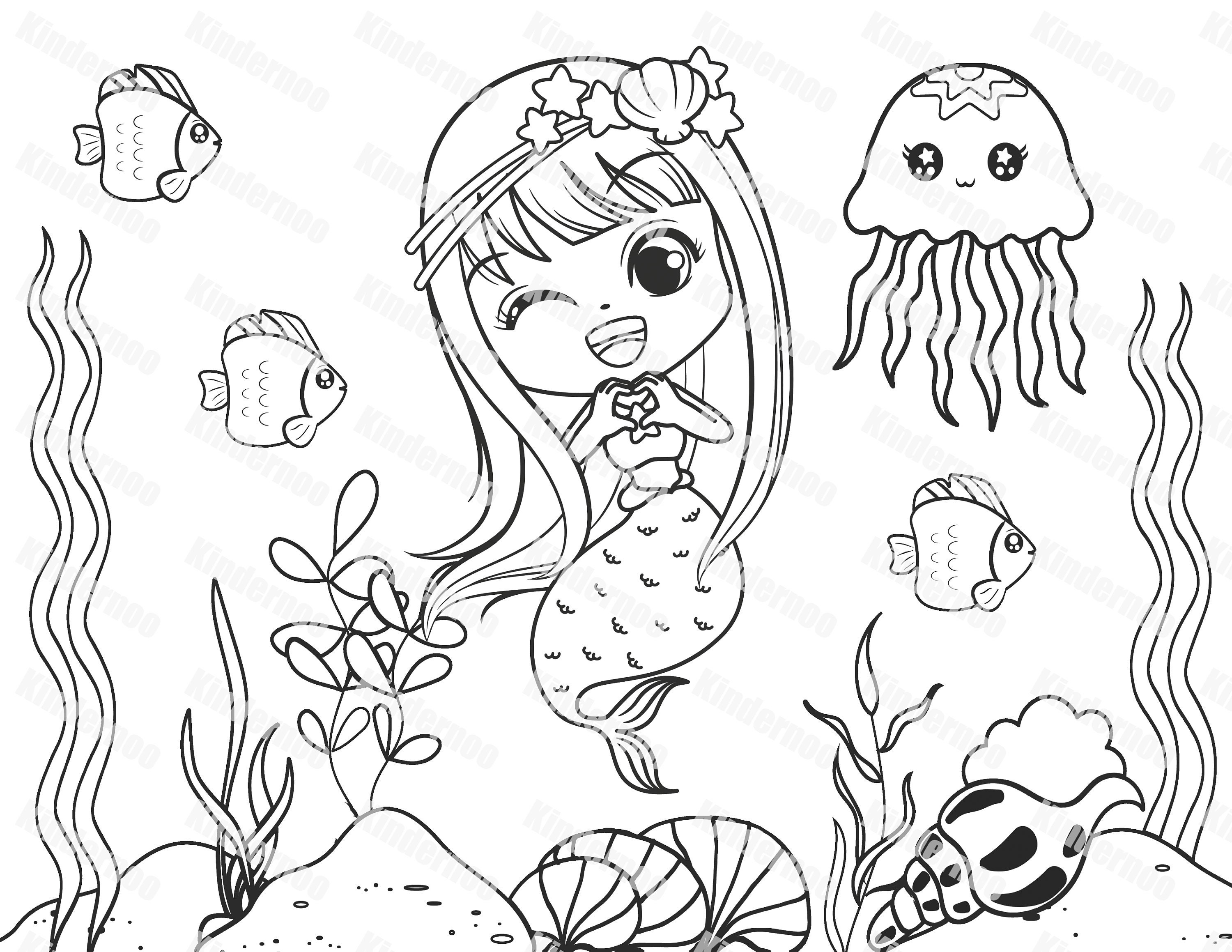 Cute Printable Mermaids Coloring Book Pages - Etsy