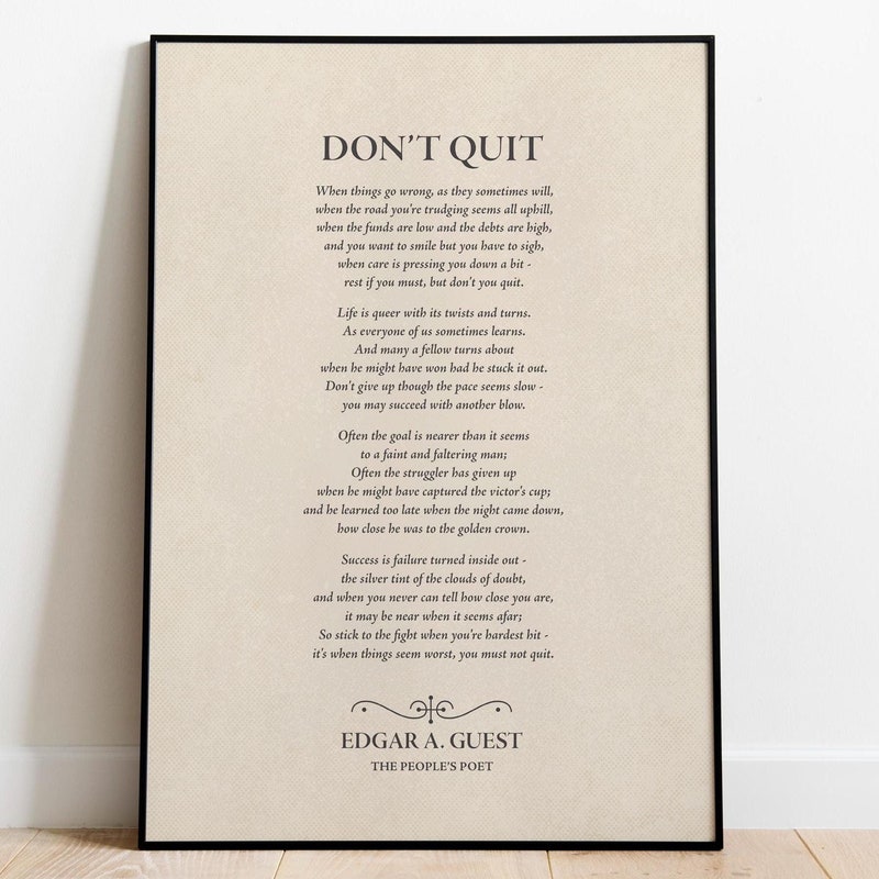 Dont Quit Poem - Etsy