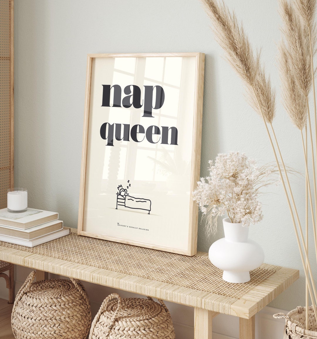 Nap Queen Print, Her Bedroom Wall Art, Funny Girl's Decor Shipped Print ...