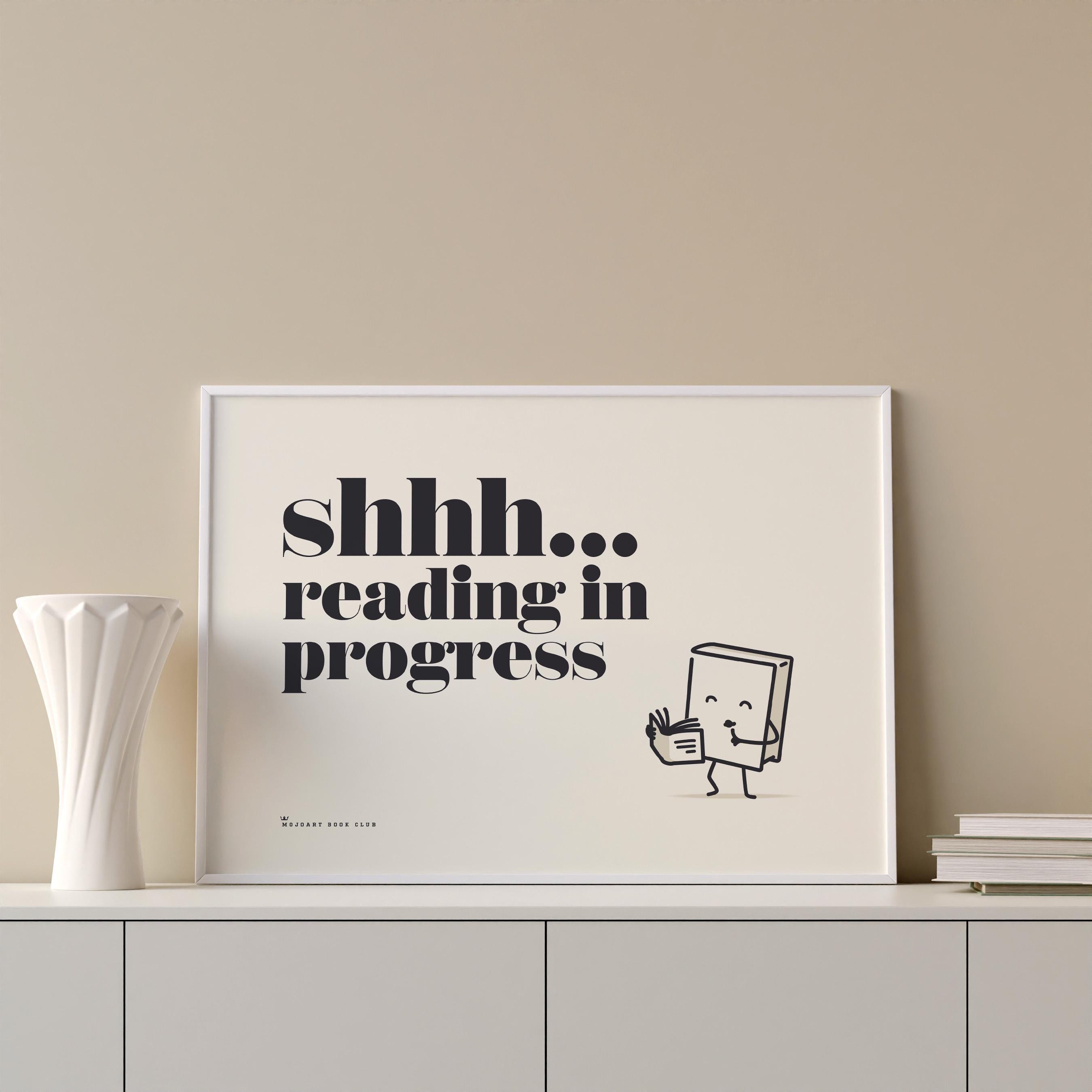Shhh! Reading in Progress Wall Art, Quiet Please Book Club Room ...