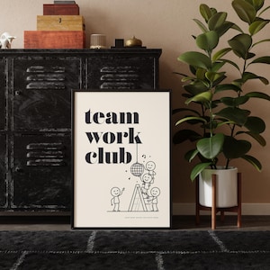 Team Work Club, Fun Office Wall Art: Print, Frame, Canvas or File - Etsy