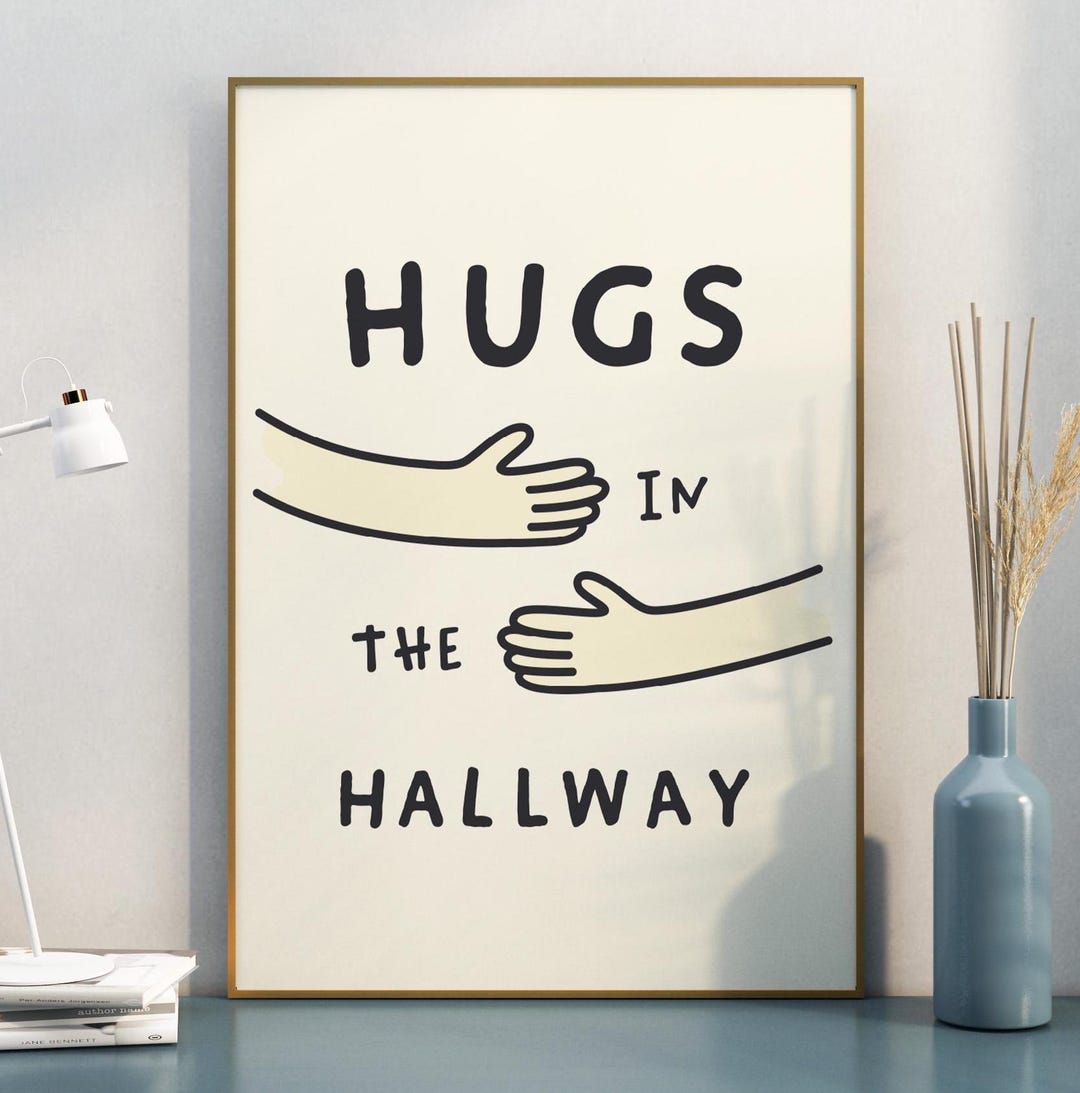 Hugs in the Hallway, Fun Quirky Hall Wall Art - Shipped Print, Frame ...