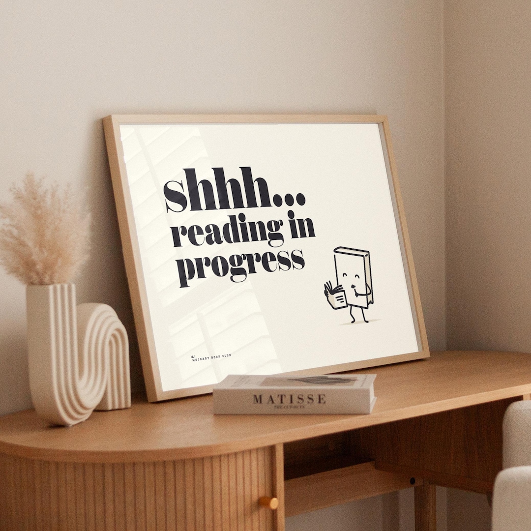 Shhh! Reading in Progress Wall Art, Quiet Please Book Club Room ...
