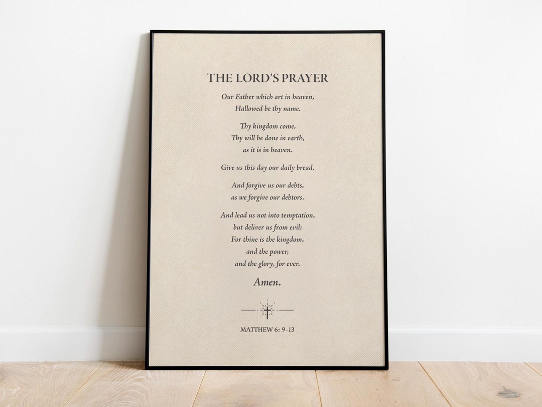 The Lord's Prayer Print, Our Father Who Art in Heaven, Bible Verse Wall ...