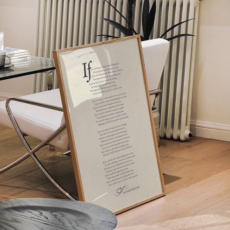 If, Rudyard Kipling, Inspirational Poetry Wall Art - Print, Frame ...