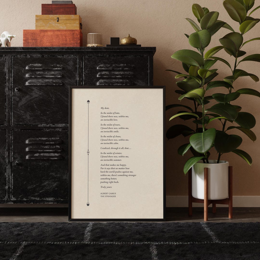 The Stranger by Albert Camus, Existentialist Quote Art - Print, Frame ...