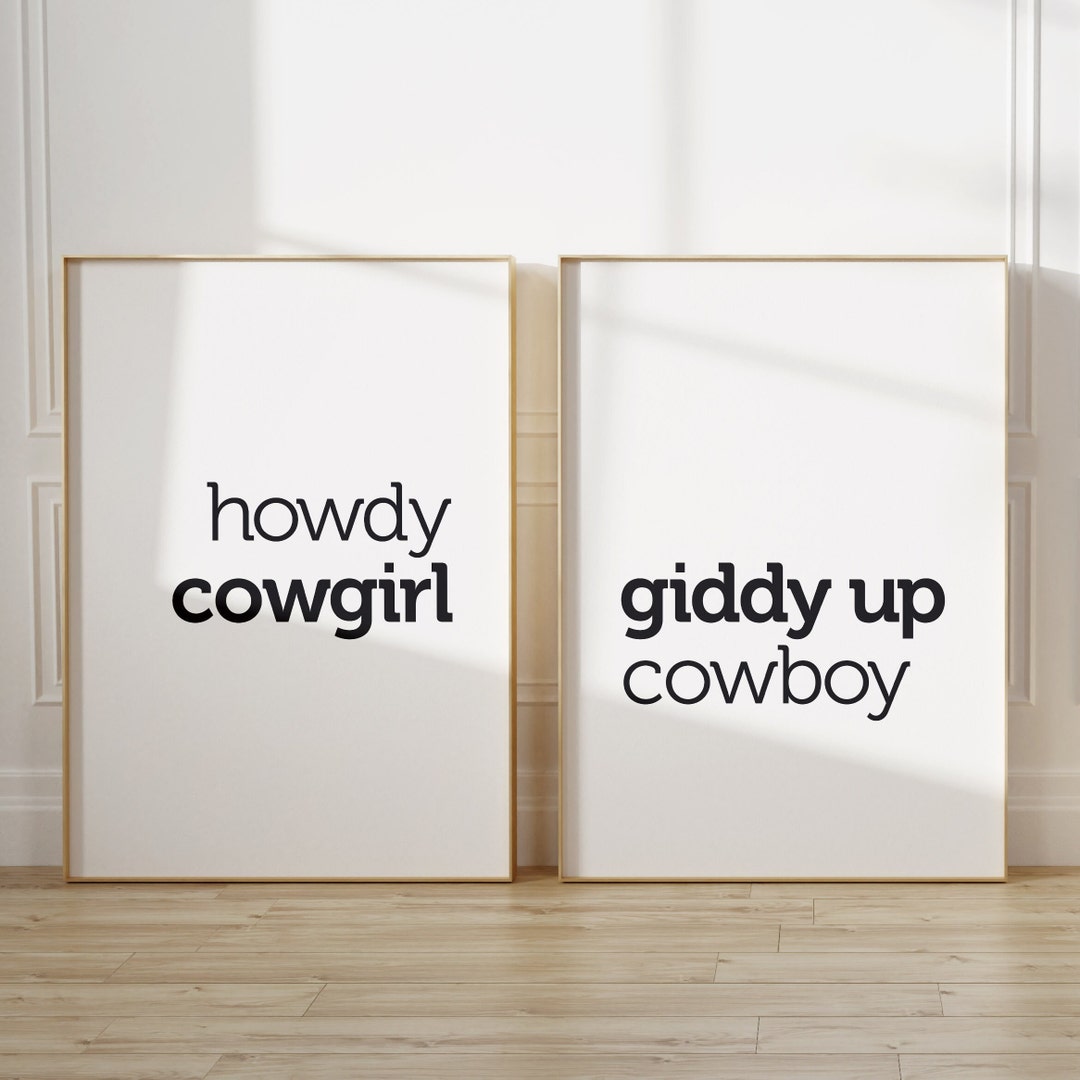 Howdy Cowgirl Giddy up Cowboy Bedroom Wall Art Couple's - Etsy