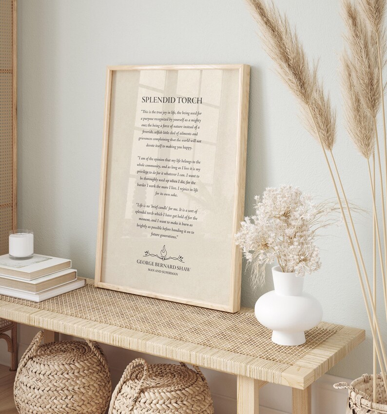 Splendid Torch, George Bernard Shaw Quote Art - Print, Frame, Canvas or ...