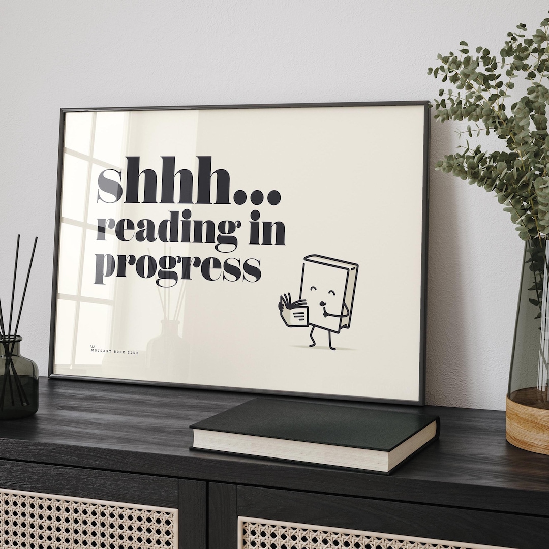 Shhh! Reading in Progress Wall Art, Quiet Please Book Club Room ...