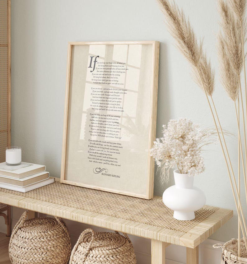 If, Rudyard Kipling, Inspirational Poetry Wall Art - Print, Frame ...