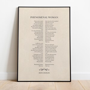 Phenomenal Woman, Poem by Maya Angelou, Feminist Quote Wall Art ...
