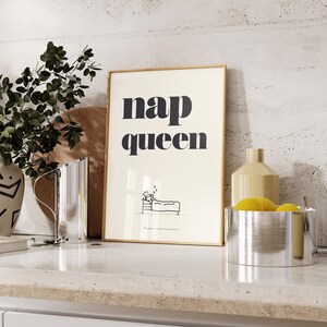 Nap Queen Print, Her Bedroom Wall Art, Funny Girl's Decor Shipped Print ...