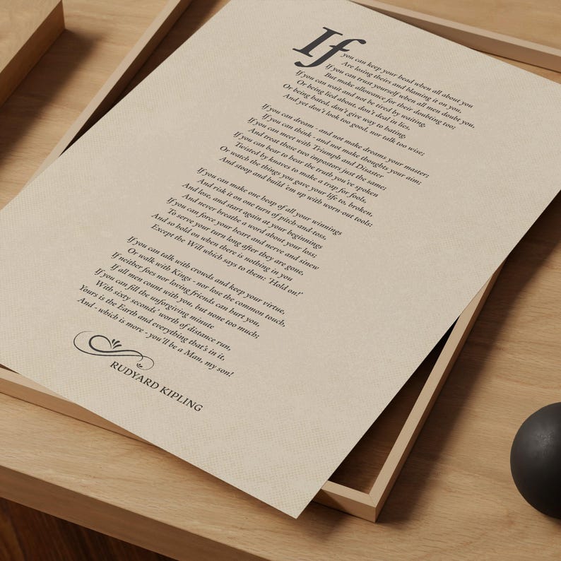 If, Rudyard Kipling, Inspirational Poetry Wall Art - Print, Frame ...