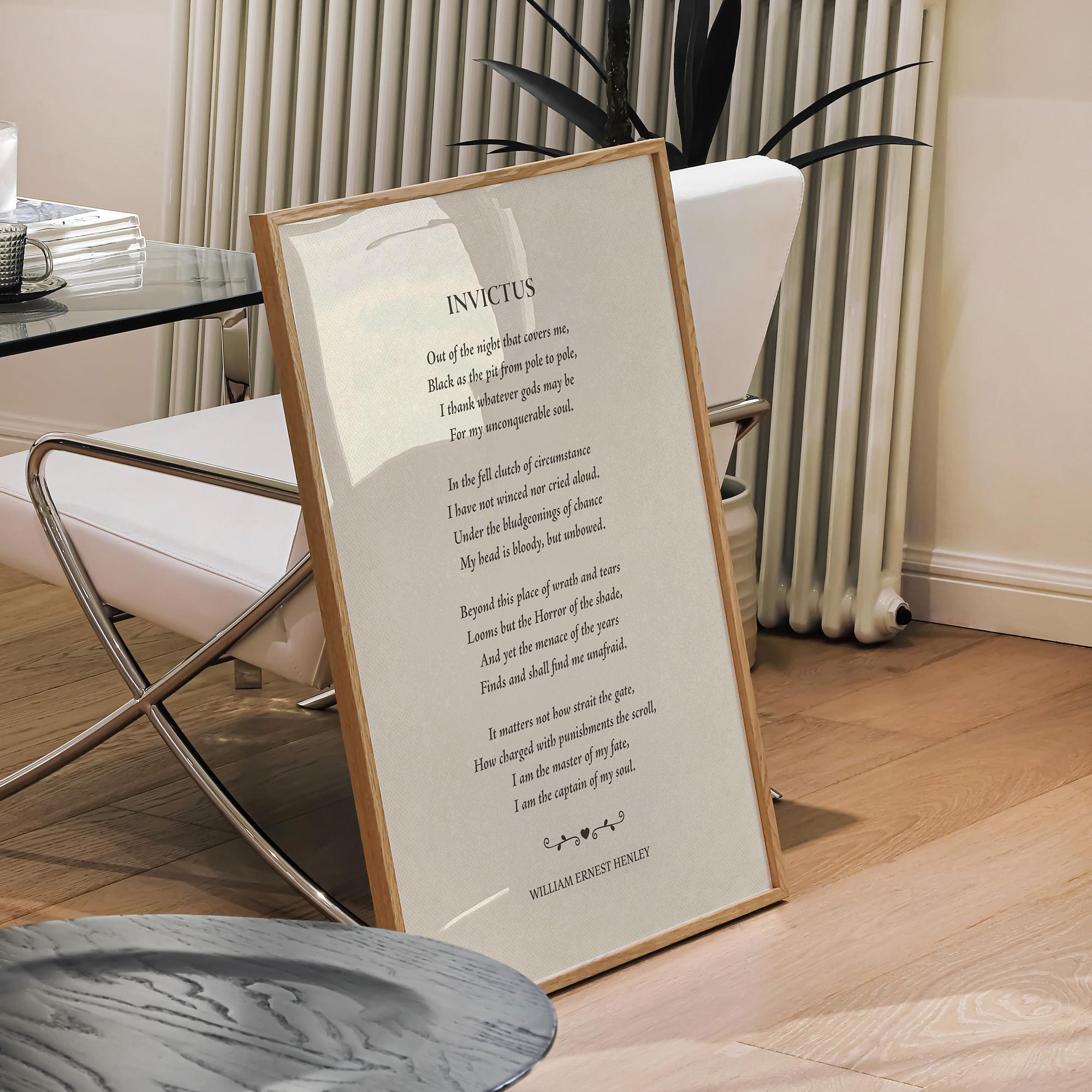 Invictus unconquered Art Print, Poem by William Ernest Henley ...