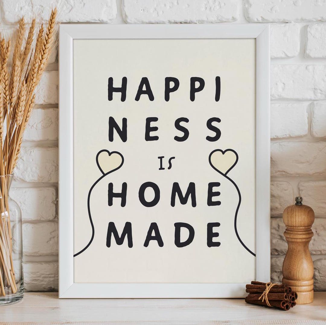 Happiness is Homemade Print, Fun Housewarming Gift, Cute Kitchen Print ...