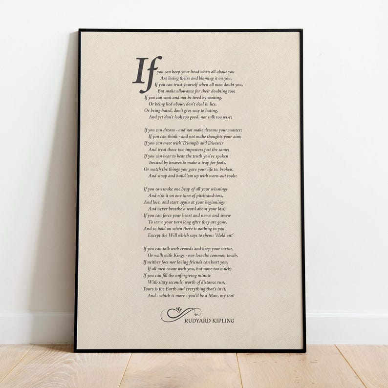 If, Rudyard Kipling, Inspirational Poetry Wall Art - Print, Frame ...