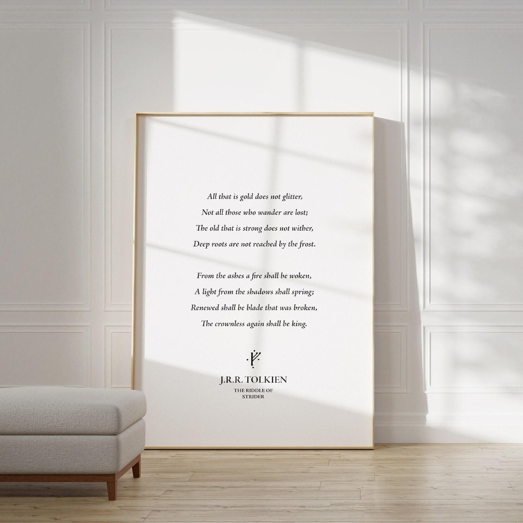 JRR Tolkien Quote Art, All That is Gold Does Not Glitter, Riddle of the ...