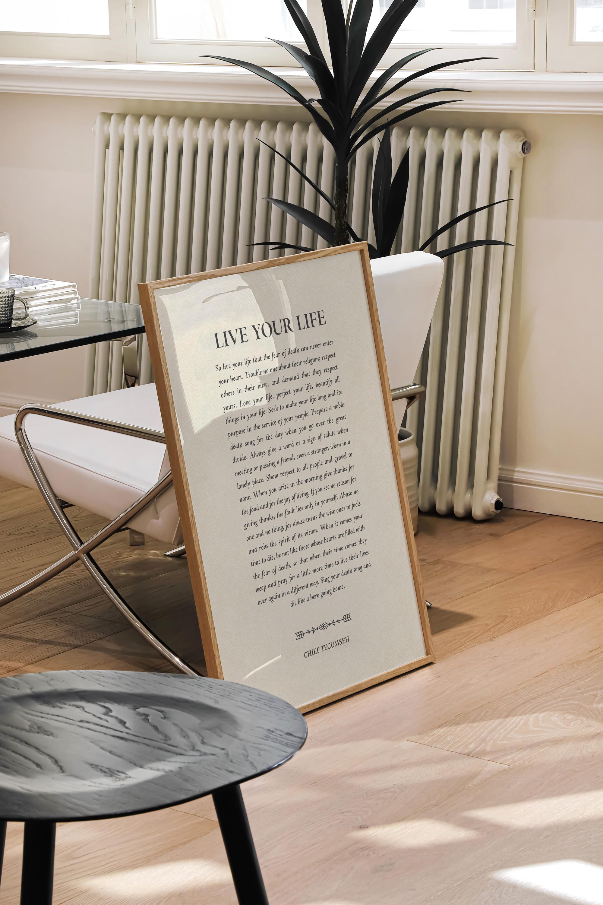 Live Your Life Print, Poem by Chief Tecumseh, Inspirational Poetry ...