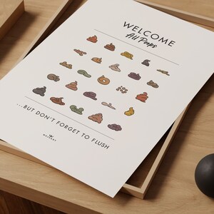 Welcome All Poops Print, Funny Bathroom Wall Art, Toilet Poo Humour ...
