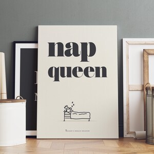 Nap Queen Print, Her Bedroom Wall Art, Funny Girl's Decor Shipped Print ...