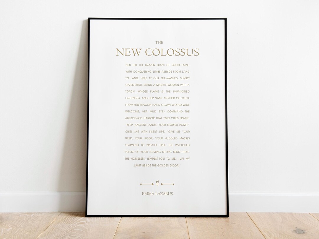 The New Colossus Art Print, Emma Lazarus Poem, Statue of Liberty ...