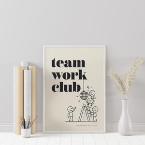 Team Work Club, Fun Office Wall Art: Print, Frame, Canvas or File - Etsy