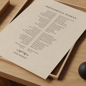 Phenomenal Woman, Poem by Maya Angelou, Feminist Quote Wall Art ...