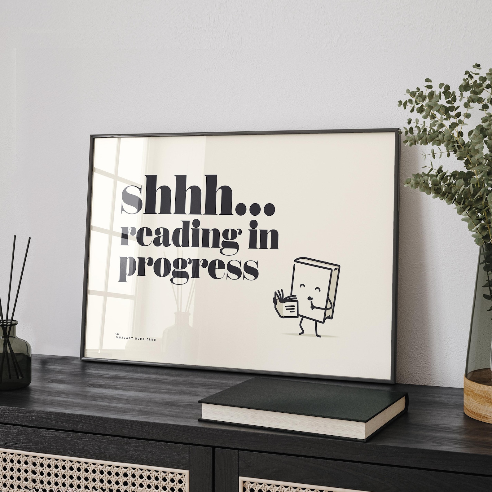 Shhh! Reading in Progress Wall Art, Quiet Please Book Club Room ...