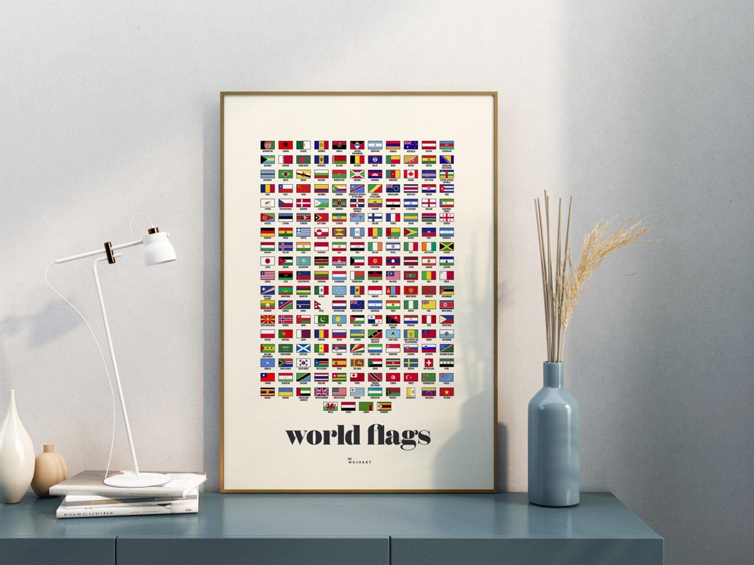 World Flags Print, Flags of the World Wall Art, Country's National ...