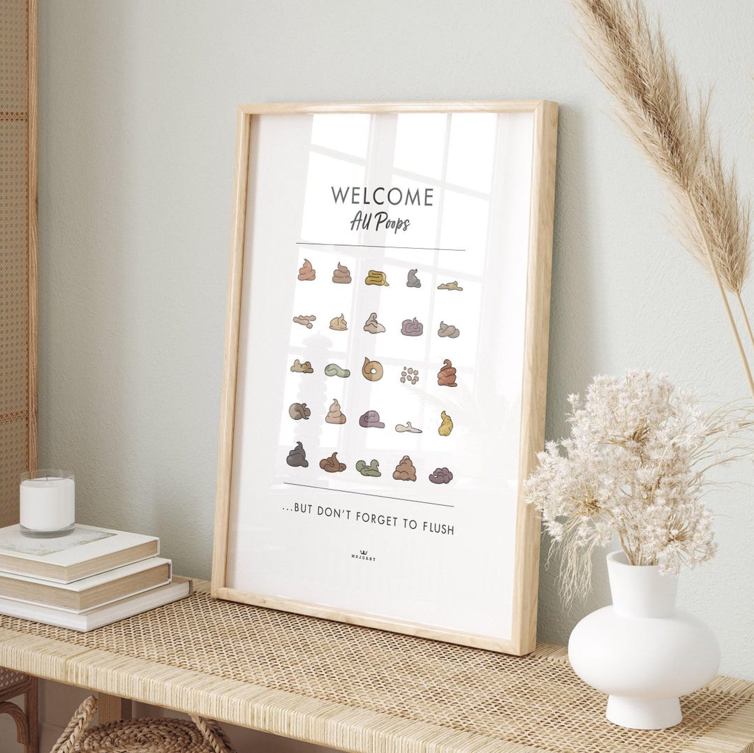 Welcome All Poops, Funny Bathroom Wall Art, Toilet Humour - Print ...