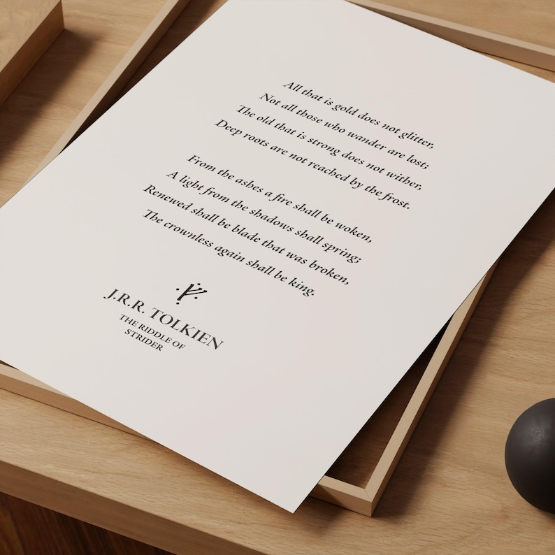 JRR Tolkien Quote Art, All That is Gold Does Not Glitter, Riddle of the ...