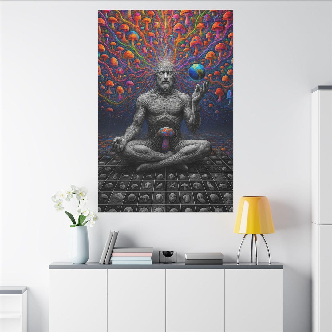 Psychedelic Meditating Sage Canvas | Spiritual Visionary Wall Art Print ...