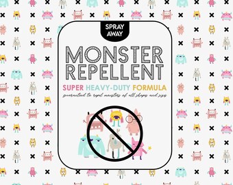 Instant Download Printable Monster Spray Label, Monster Spray ...