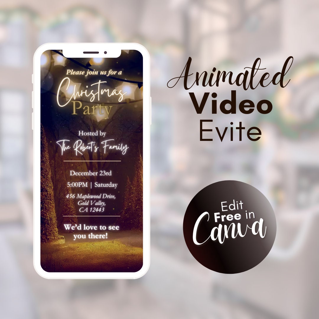 Animated Christmas Party Invitation Template | Digital Christmas Evite ...