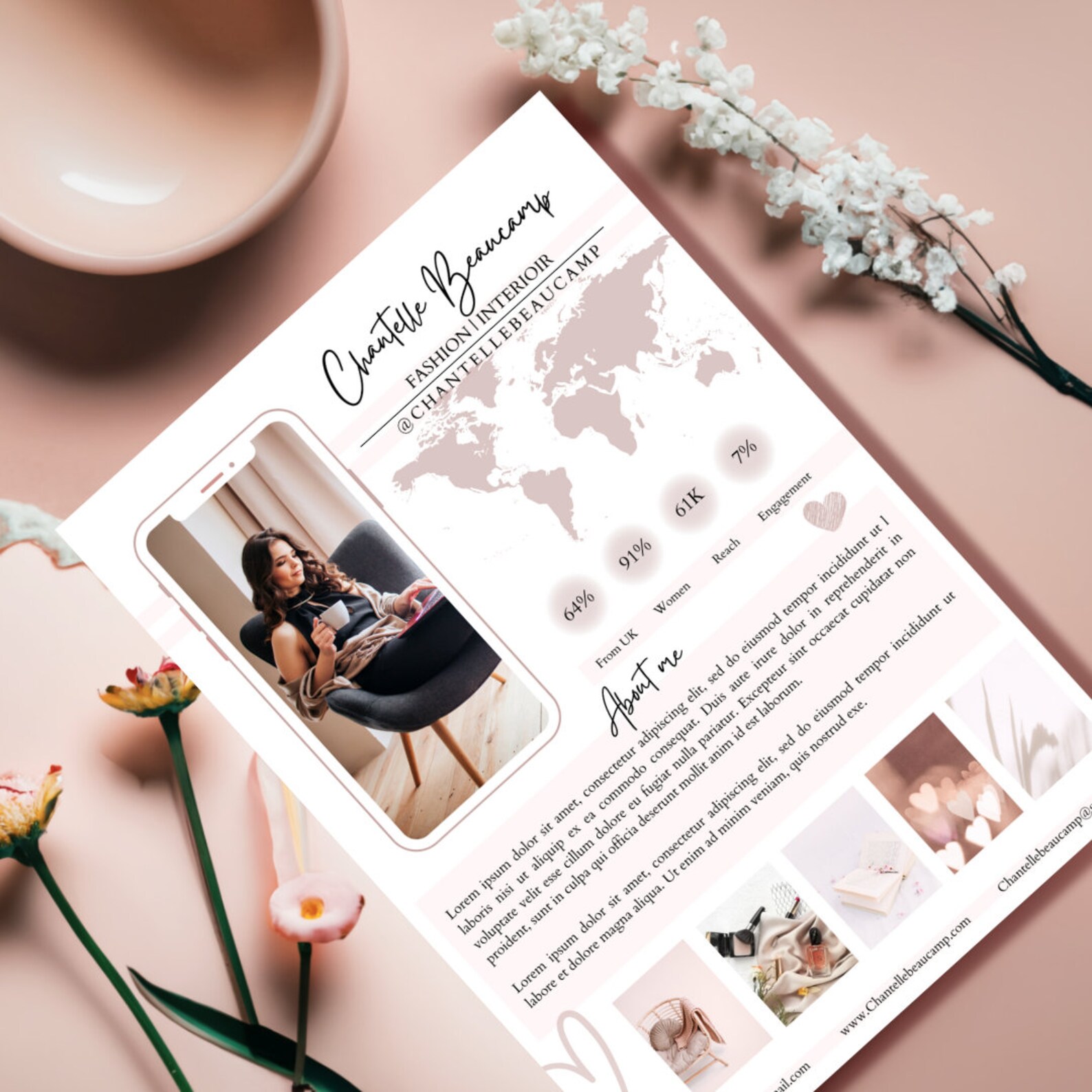 Pink Influencer Media Kit Template | Blogger Press Kit | Influencer ...