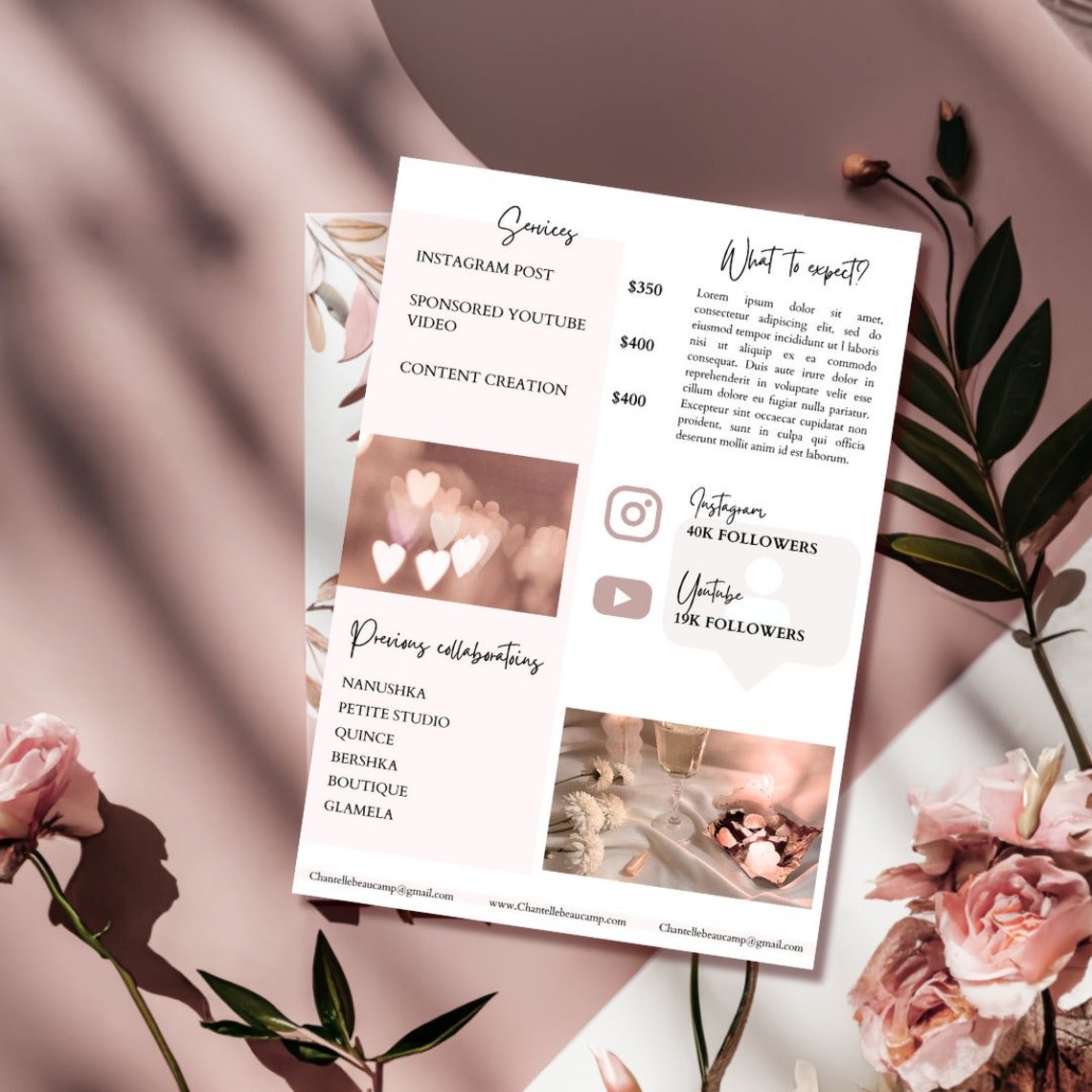 Pink Influencer Media Kit Template Blogger Press Kit Influencer Rate ...