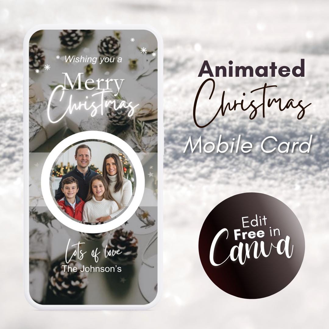Animated Christmas Mobile Card: Editable Xmas Template (canva) - Etsy