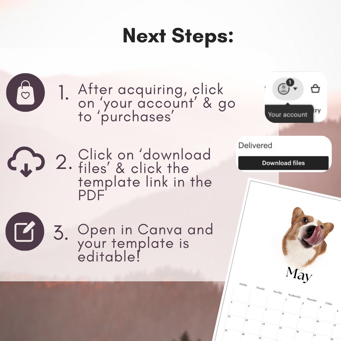 2024 Printable Calendar | Animal Printable Calendar Template | Instant ...