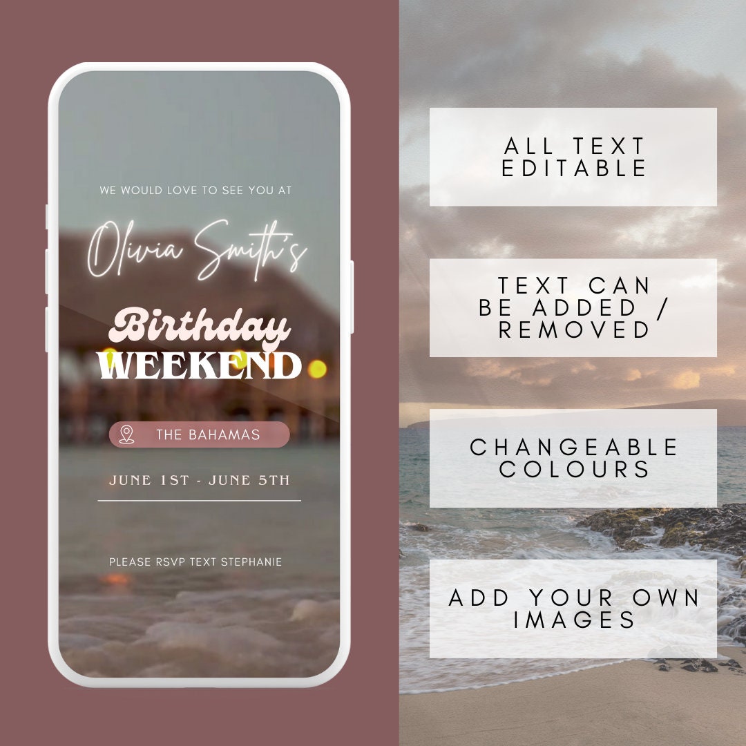 Animated Birthday Weekend Itinerary Template (digital) - Etsy