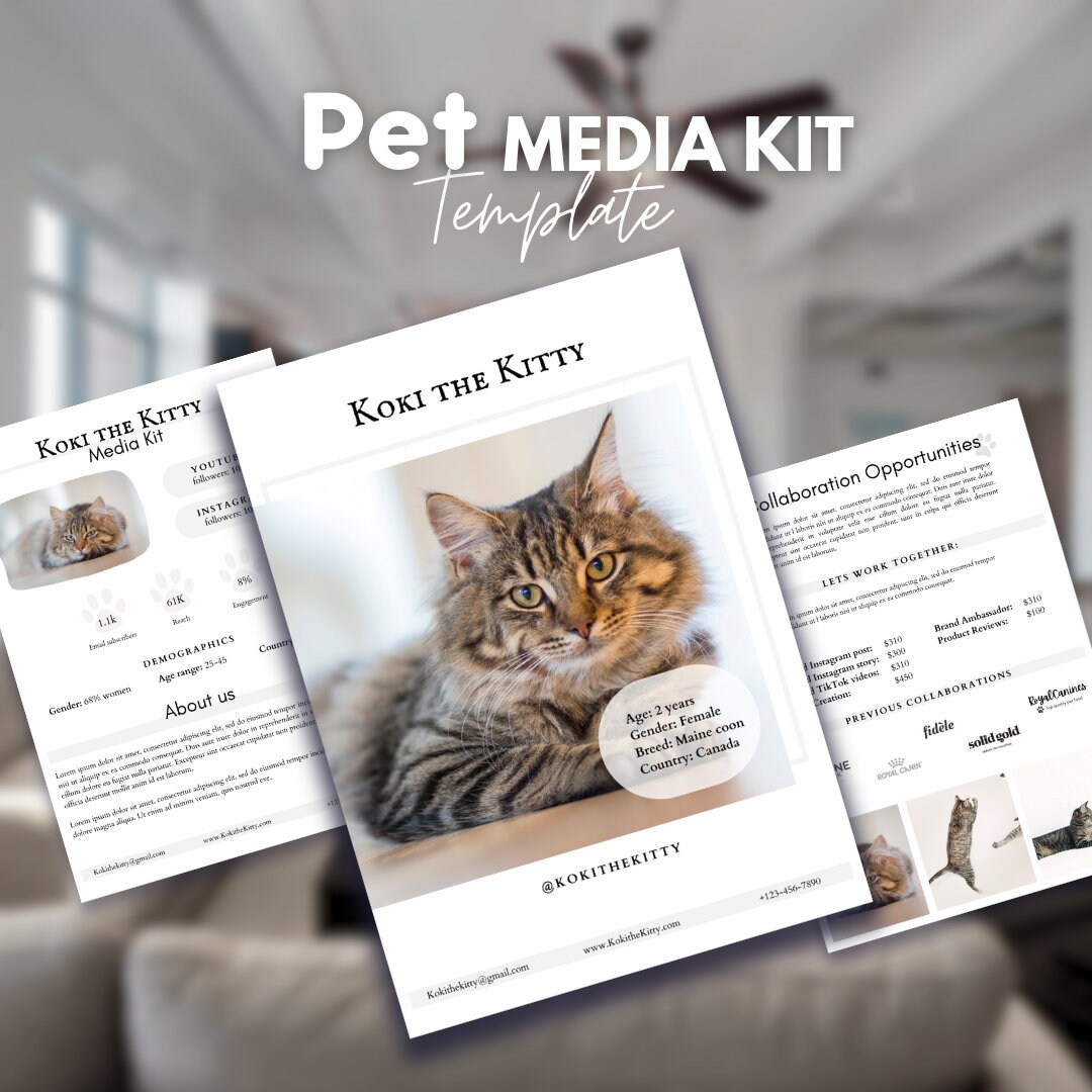 Pet Influencer Media Kit | Pets Canva Template | Pet Instagram Template ...