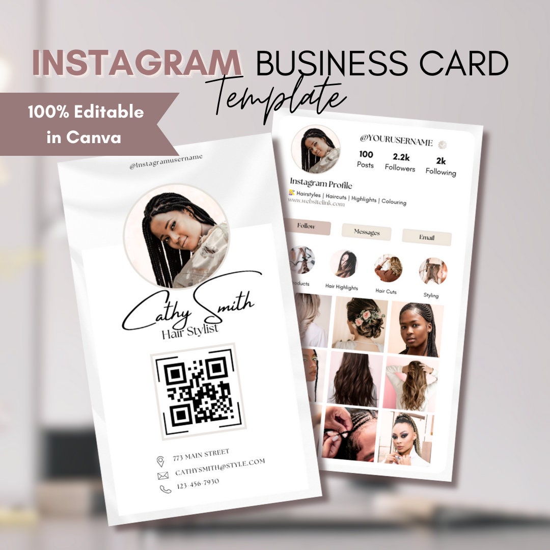 Instagram Business Card Template | 2024 Editable Business Cards ...