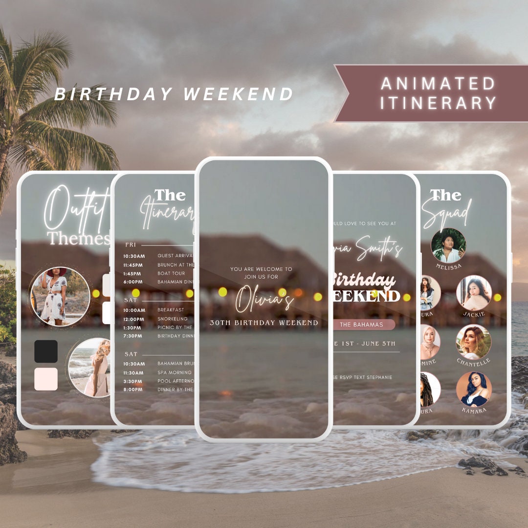 Animated Birthday Weekend Itinerary Template (digital) - Etsy