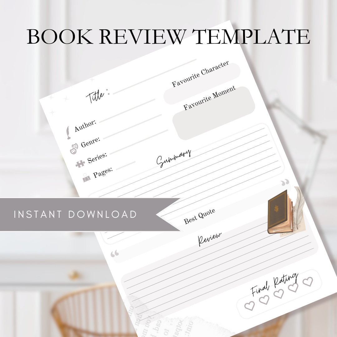 Book Review Template | Classic Book Review Printable | Book Journal ...