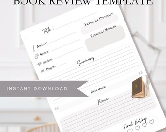 Book Review Printable Template | Book Review | Reading Journal Book Insert | A4, Letter ...