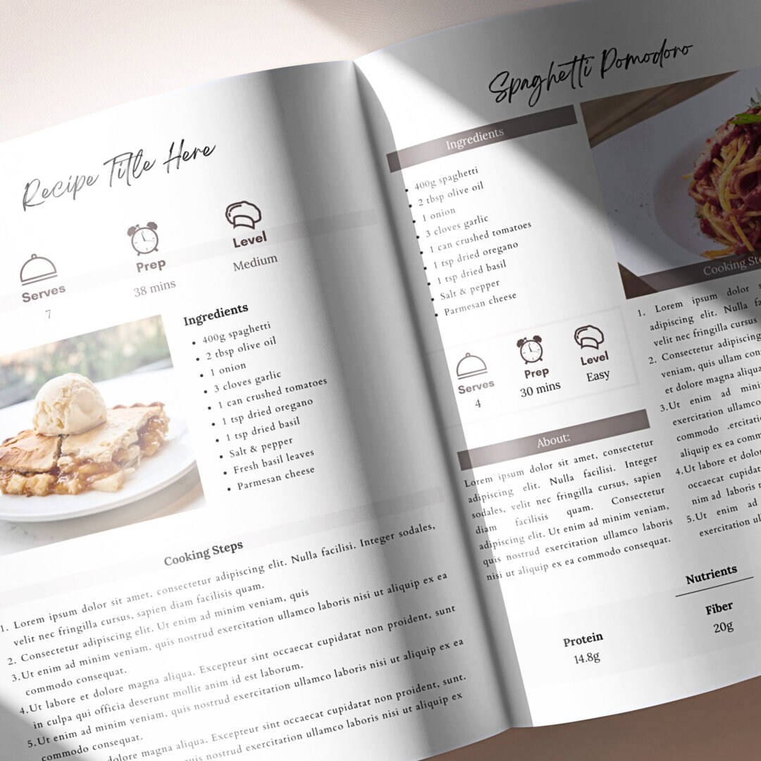 Cook Book Template | Classic Editable Recipe Book Template | Printable ...